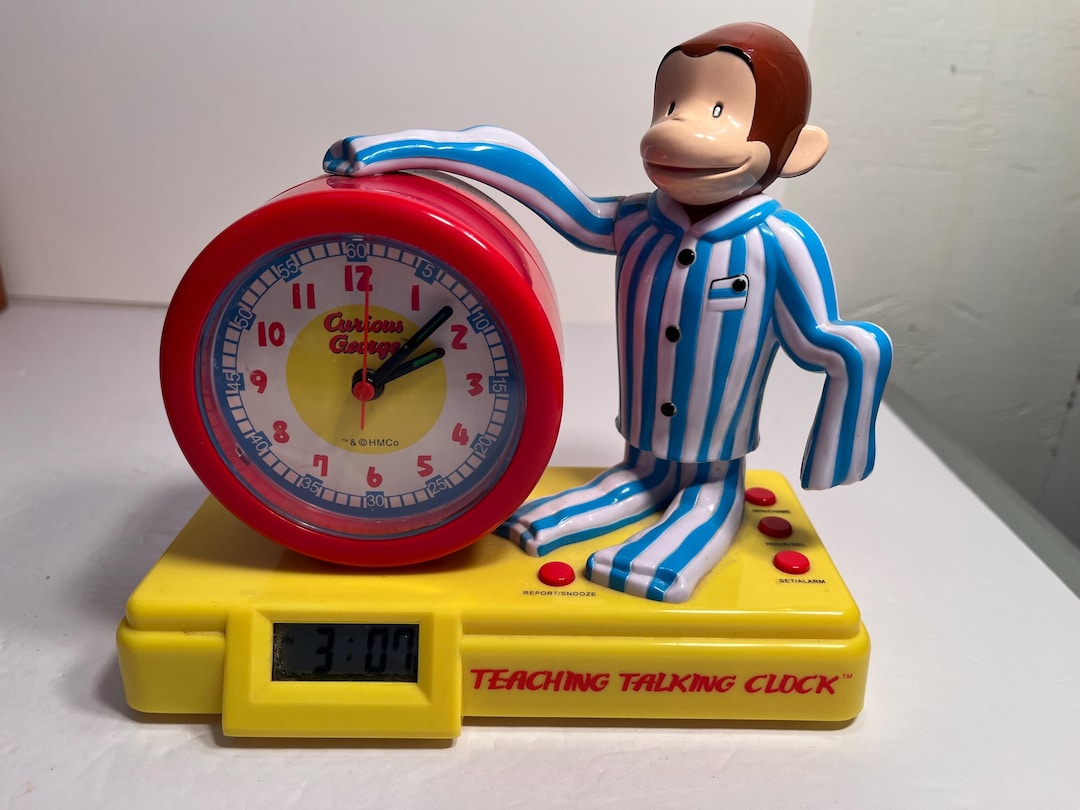Vintage 1999 Curious George Teaching Talking Clock Tested and Works ...