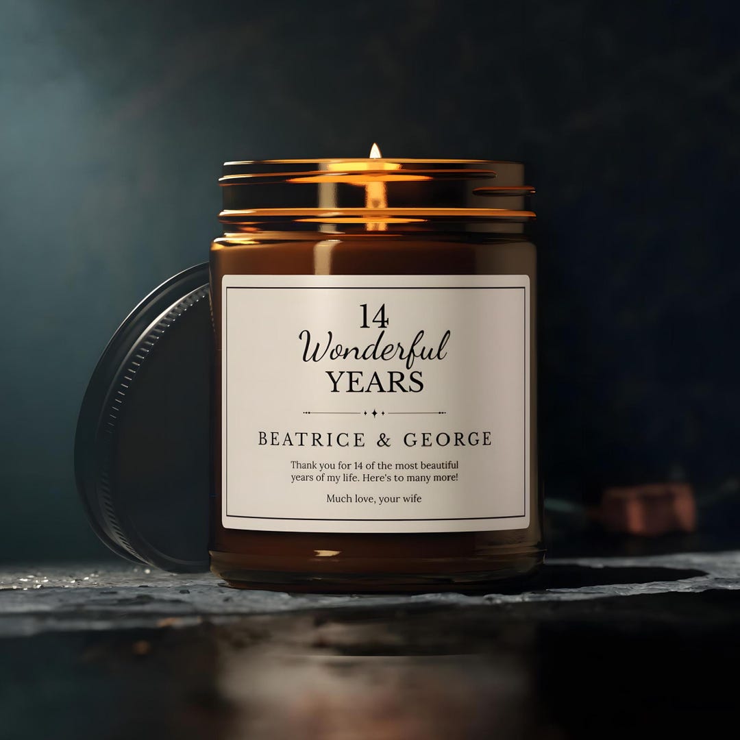 Ivory Anniversary Gifts, 14th Anniversary Candle, Personalized 14th ...