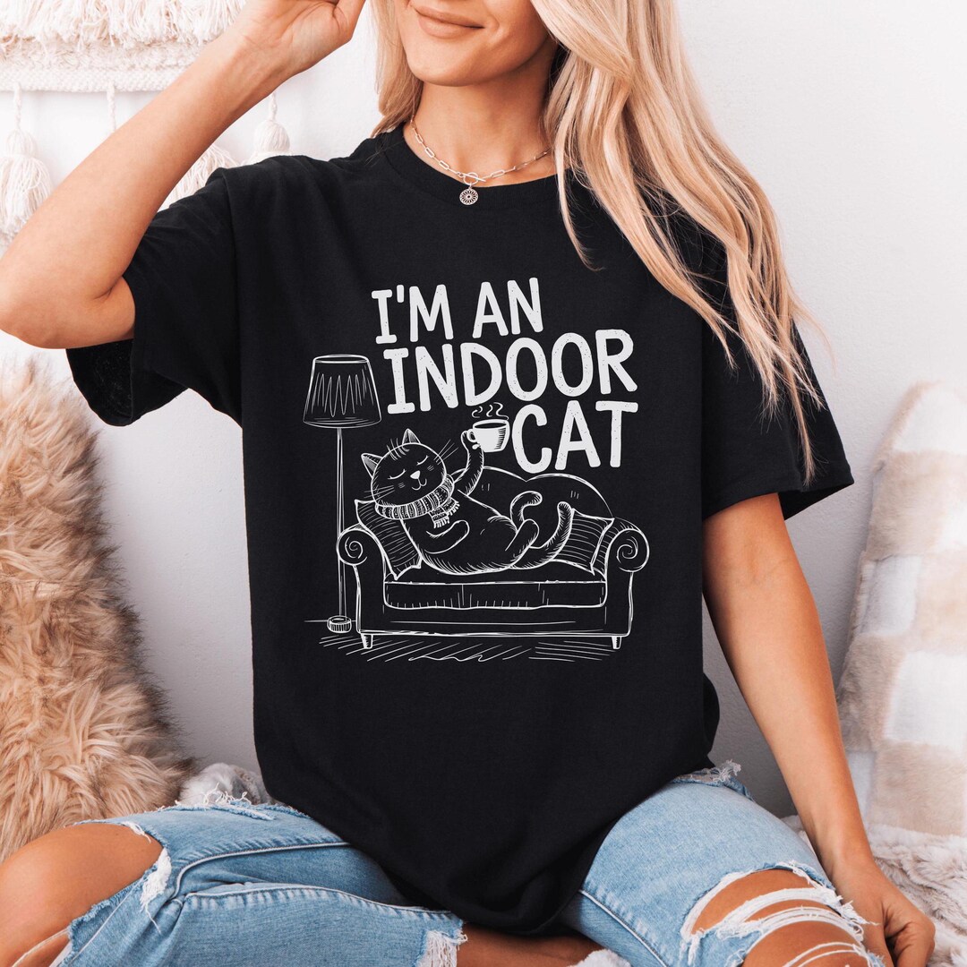 I'm an Indoor Cat, Kitten Lover Shirt, Introvert Kitty, Funny Cat ...