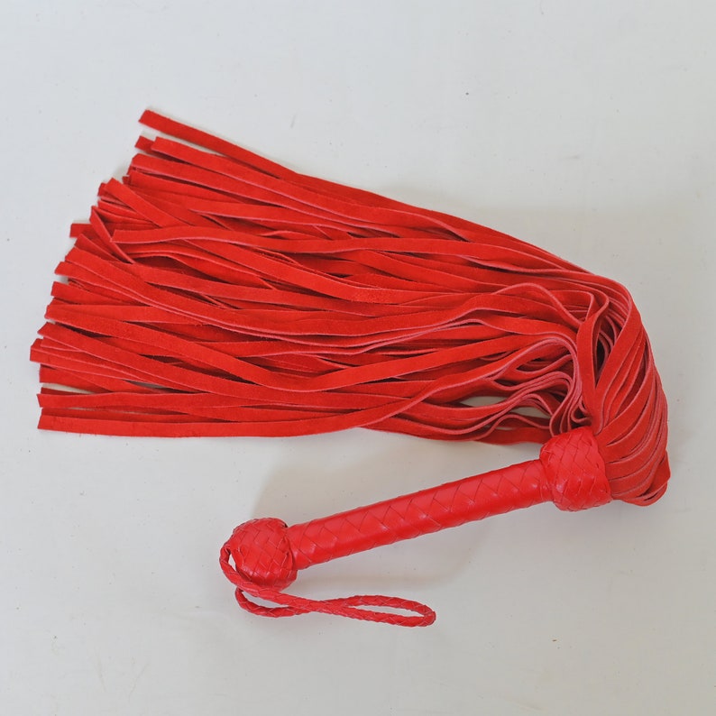 Handmade Red Suede Leather Flogger: Heavy Duty 100 Falls Thudy Whip - Etsy