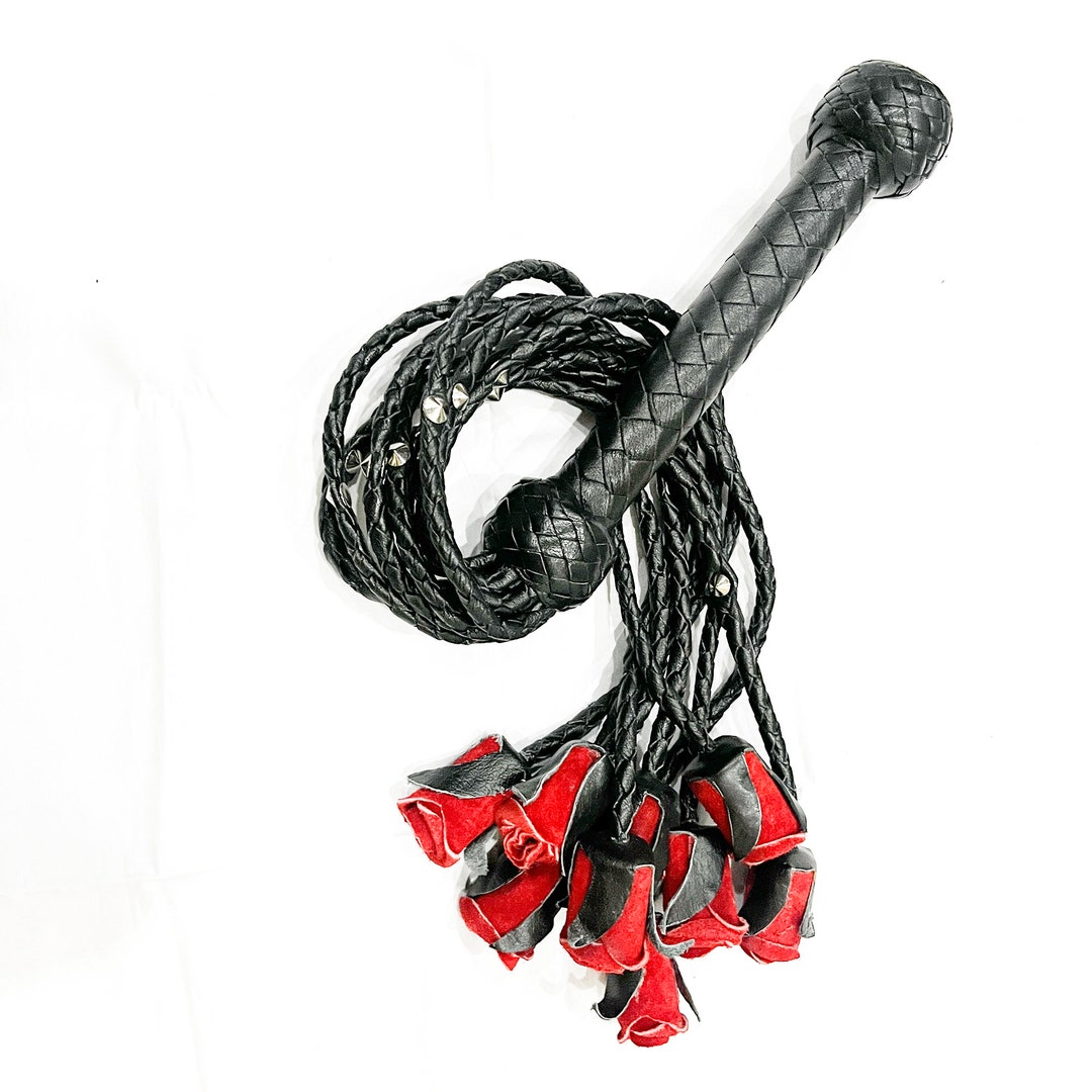 Leather Flogger Red Roses 9 Tails , Heavy Duty and Thuddy Whips ...