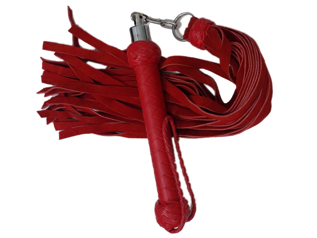 Leather Flogger 26 Falls, Suede Genuine Cowhide Red Floggers, Heavy ...