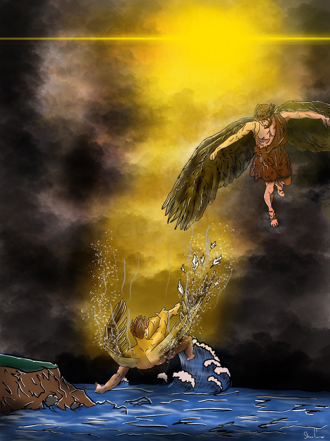 The Fall of Icarus, Icarus Print, Greek Mythology, Fall of Icarus ...