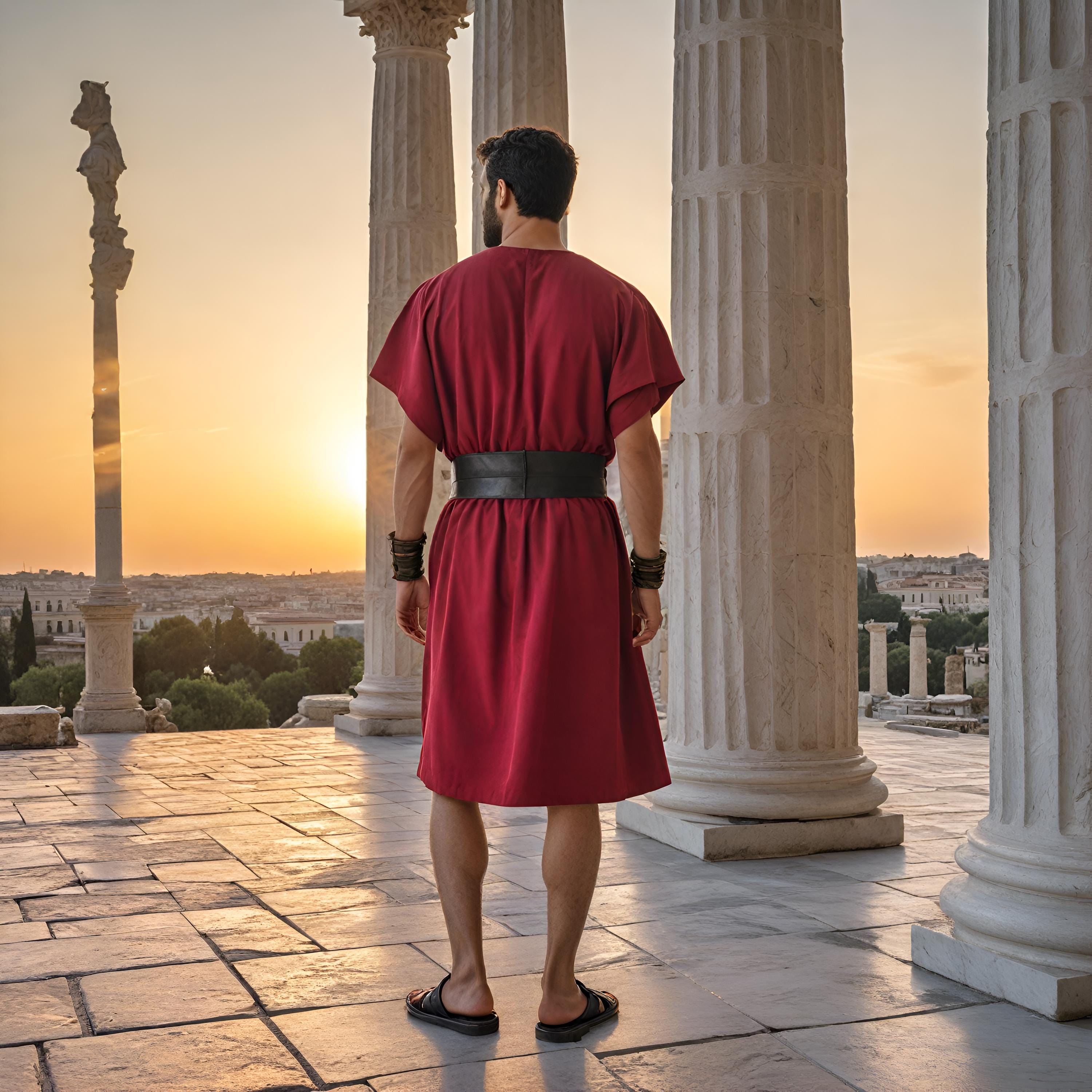 Noble Ancient Roman Toga | Gladiator Warrior Costume | Red Toga With ...