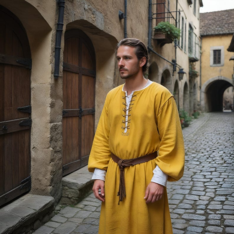 Timeless Yellow Renaissance Tunic | Medieval Stunning Line Tunic ...