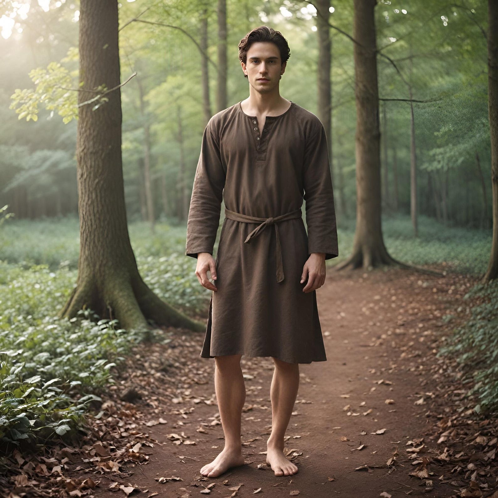 Men's Rustic Monk Robe | Medieval Forest Wanderer Outfit | Simple Brown ...