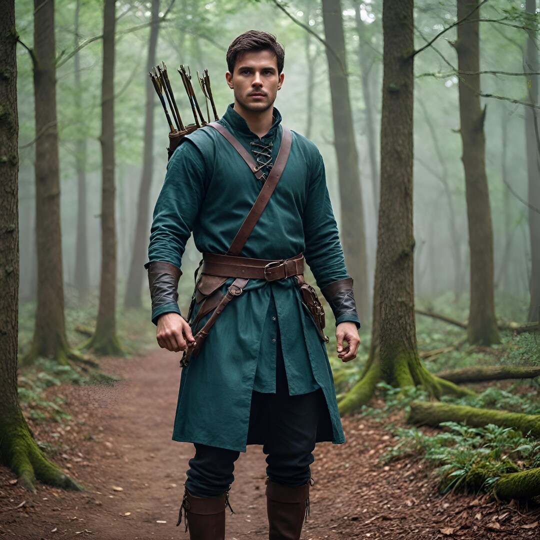 Men's Forest Green Archer Tunic | Durable Stunning Costume Trim and ...