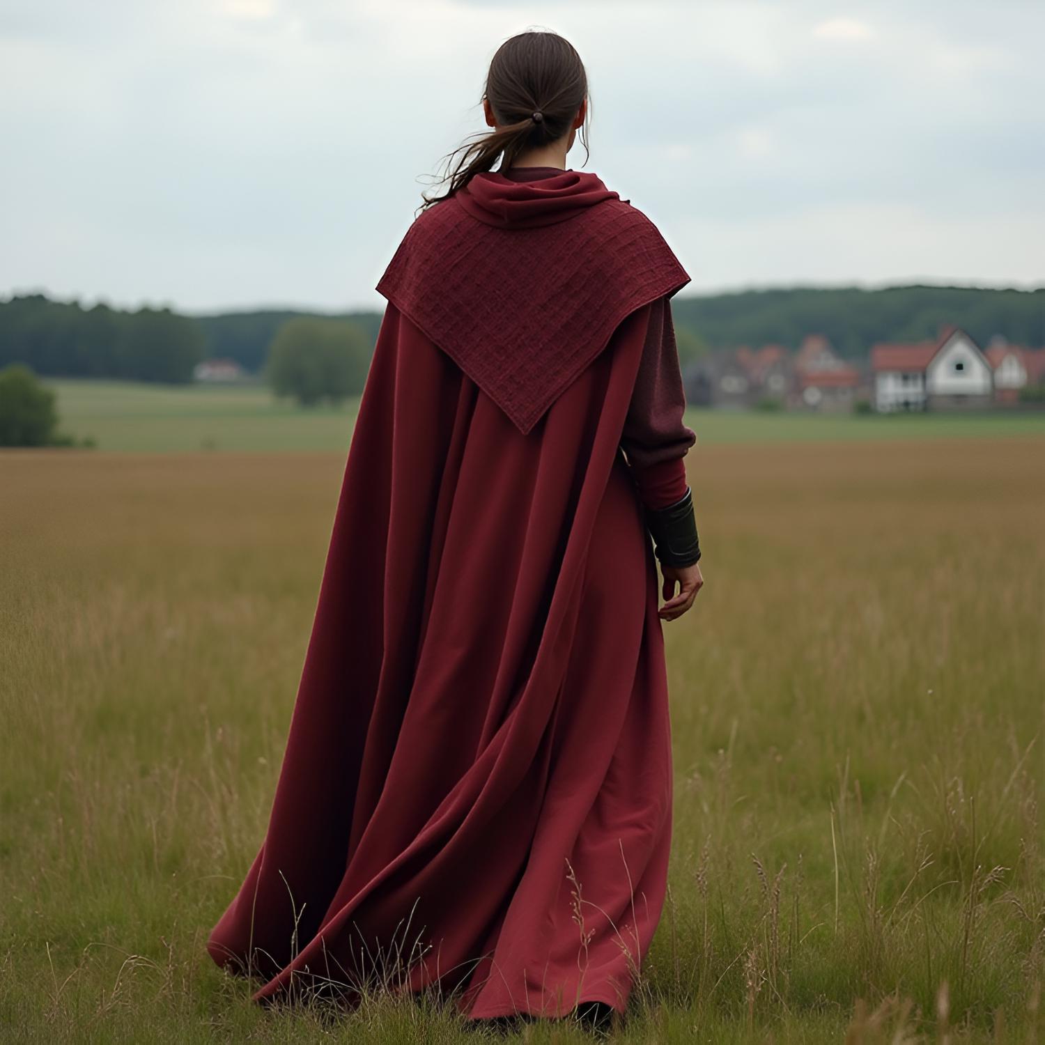 Regal Medieval Cloak Dress | Deep Red Fantasy Gown | Noble Warrior ...