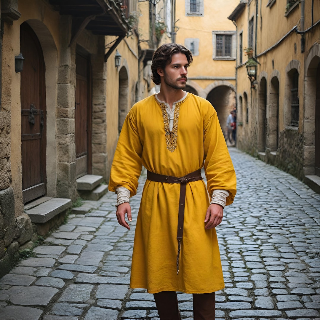Timeless Yellow Renaissance Tunic | Medieval Stunning Line Tunic ...