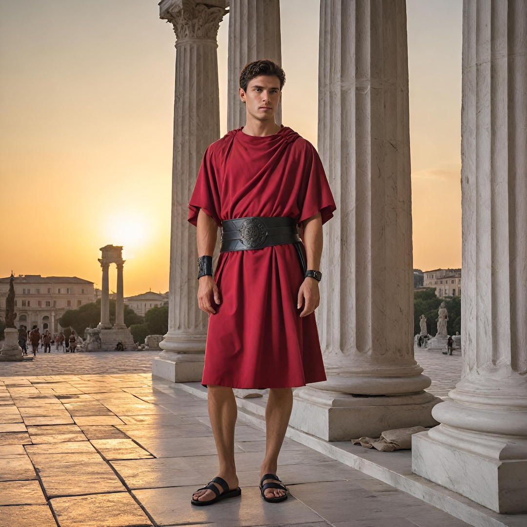 Noble Ancient Roman Toga | Gladiator Warrior Costume | Red Toga With ...