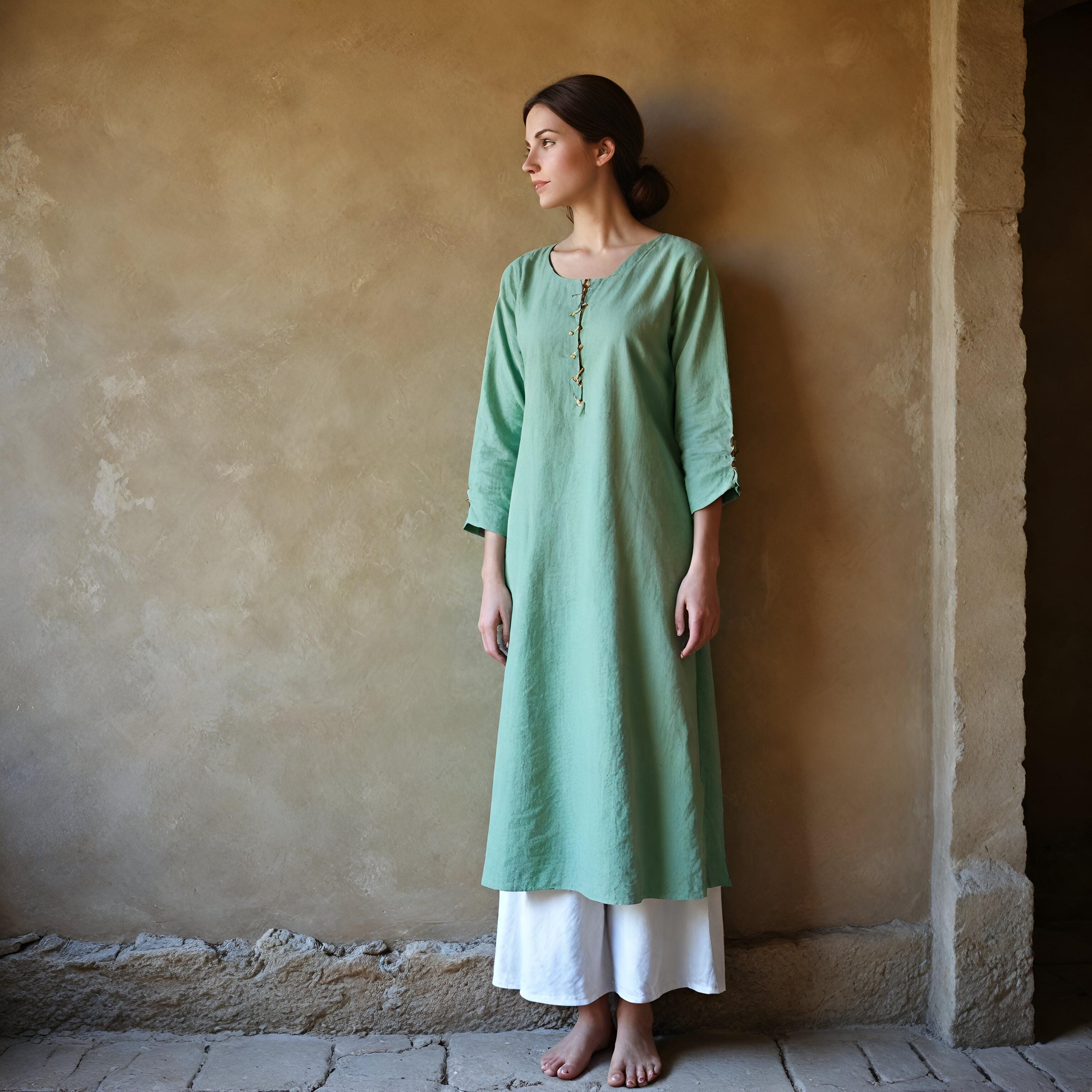 Elegant Light Green Medieval Tunic | Women's Renaissance Fair Attire ...