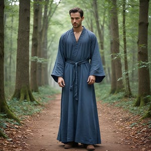 Wanderer Men Long Robe | Casual Kimono Style Robe | Deep Blue ...