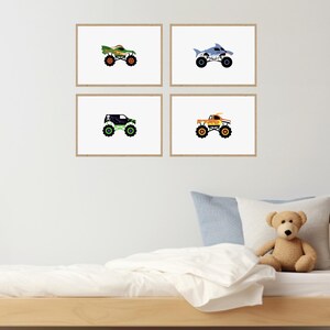 Monster Jam Artwork Monster Jam Trucks Wall Art Boys Room Decor Set of ...