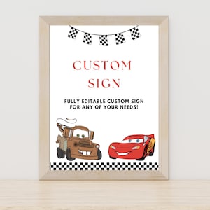 Lightning Mcqueen Birthday Custom Sign Race Cars Birthday Custom Sign ...