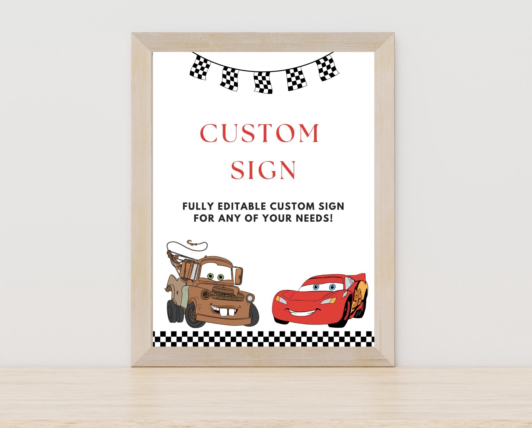 Lightning Mcqueen Birthday Custom Sign Race Cars Birthday Custom Sign ...