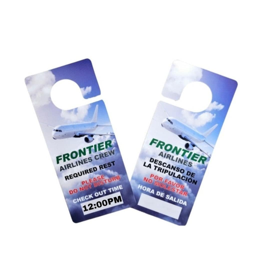 Frontier Crew Do Not Disturb Door Hanger, Frontier Airlines, Frontier ...