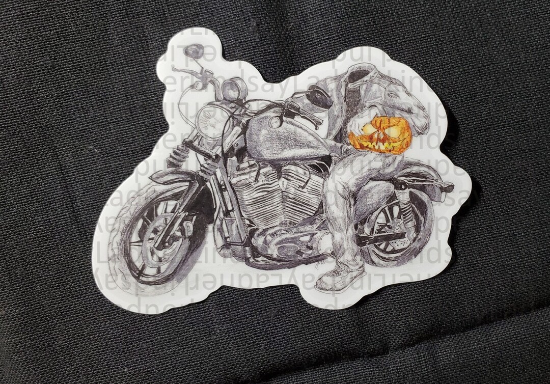 Headless Horseman Matte Vinyl Sticker, Halloween Motorcycle Sticker ...