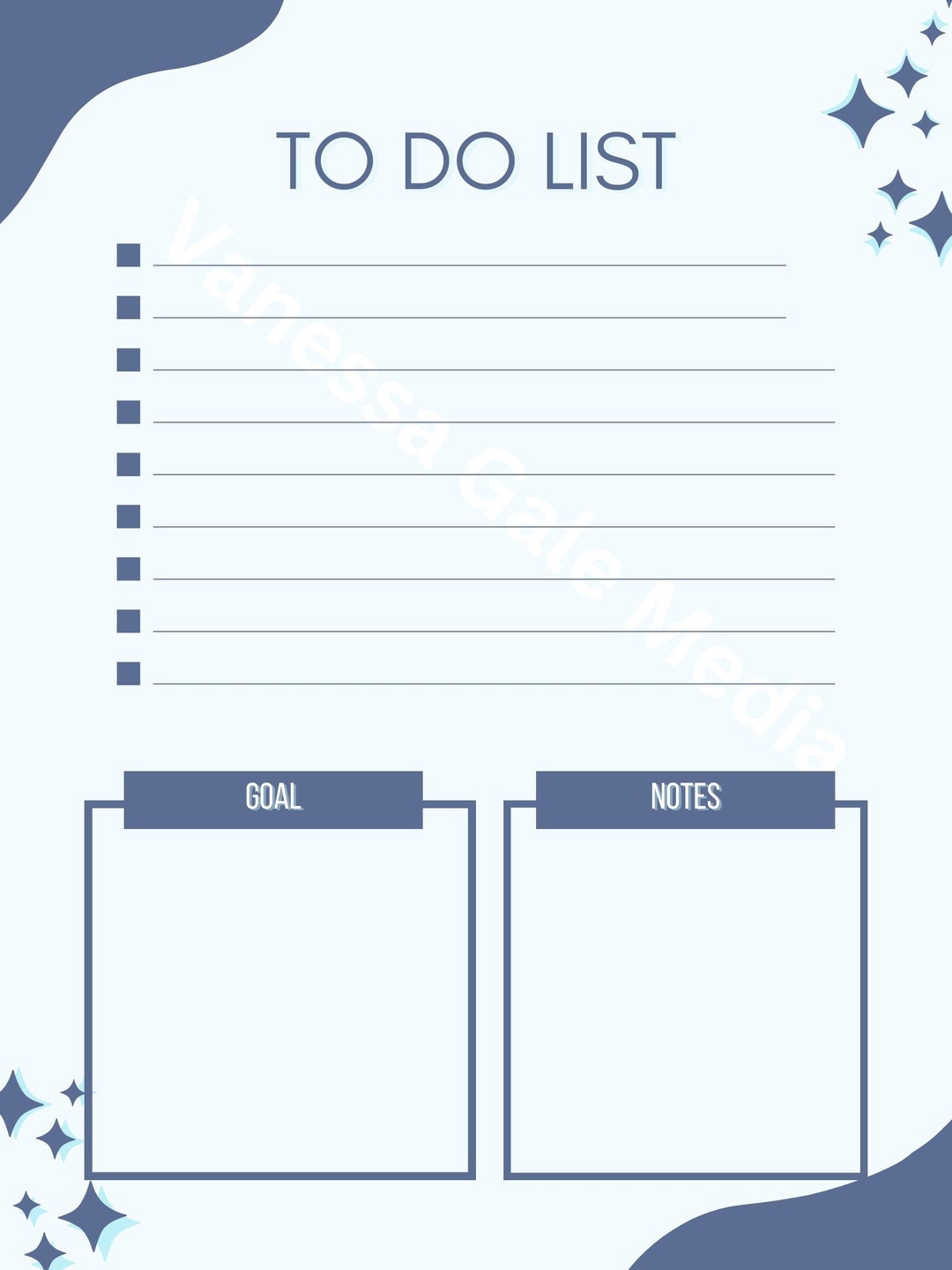 Blue to Do List Template - Etsy