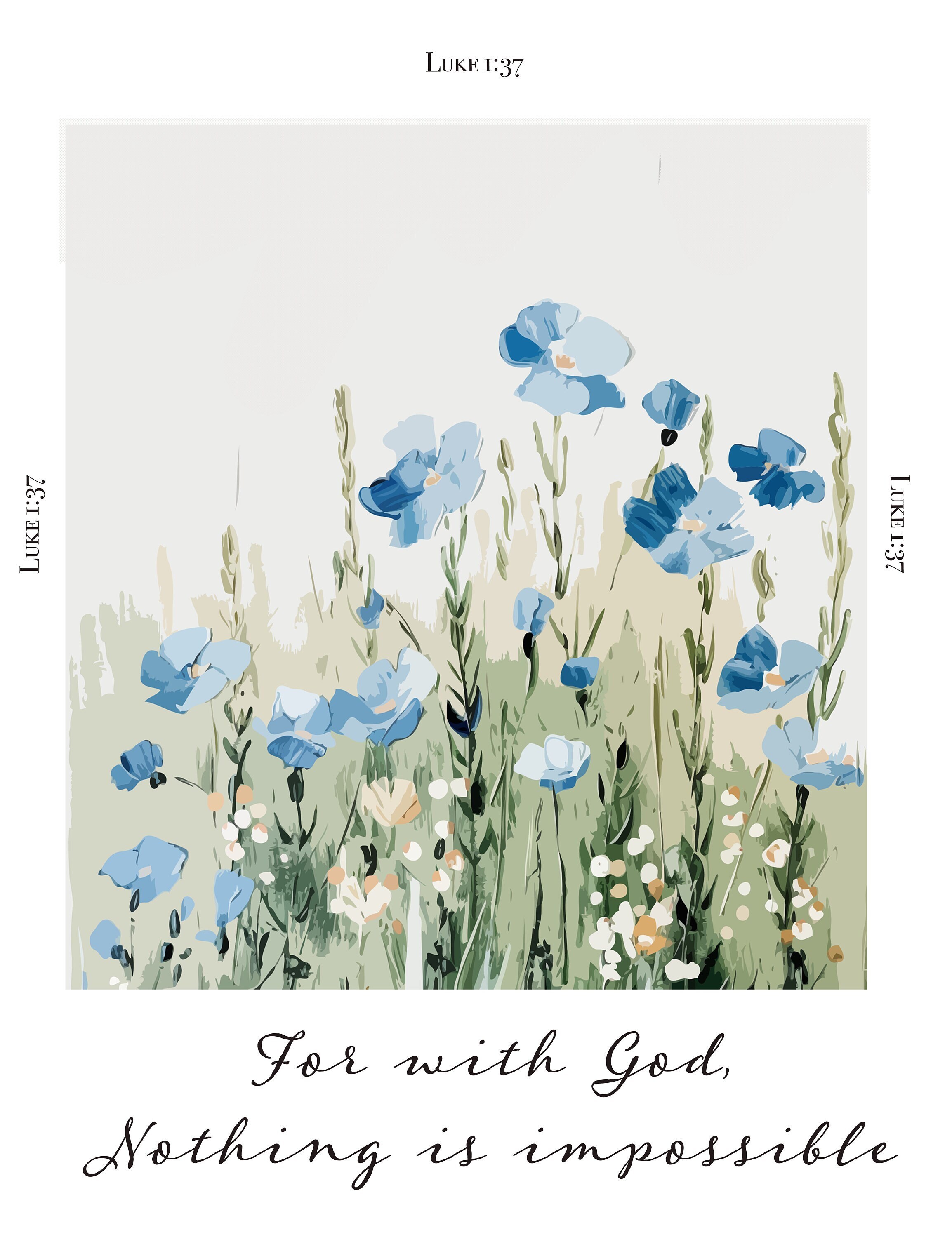 Luke 1:37 for With God Nothing is Impossible Digital Print - Etsy
