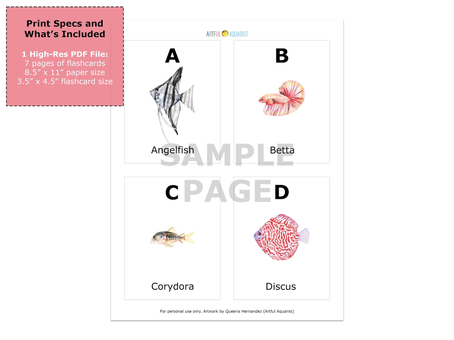 Freshwater Fish A–Z Alphabet Printable Flashcards | Digital Download - Etsy