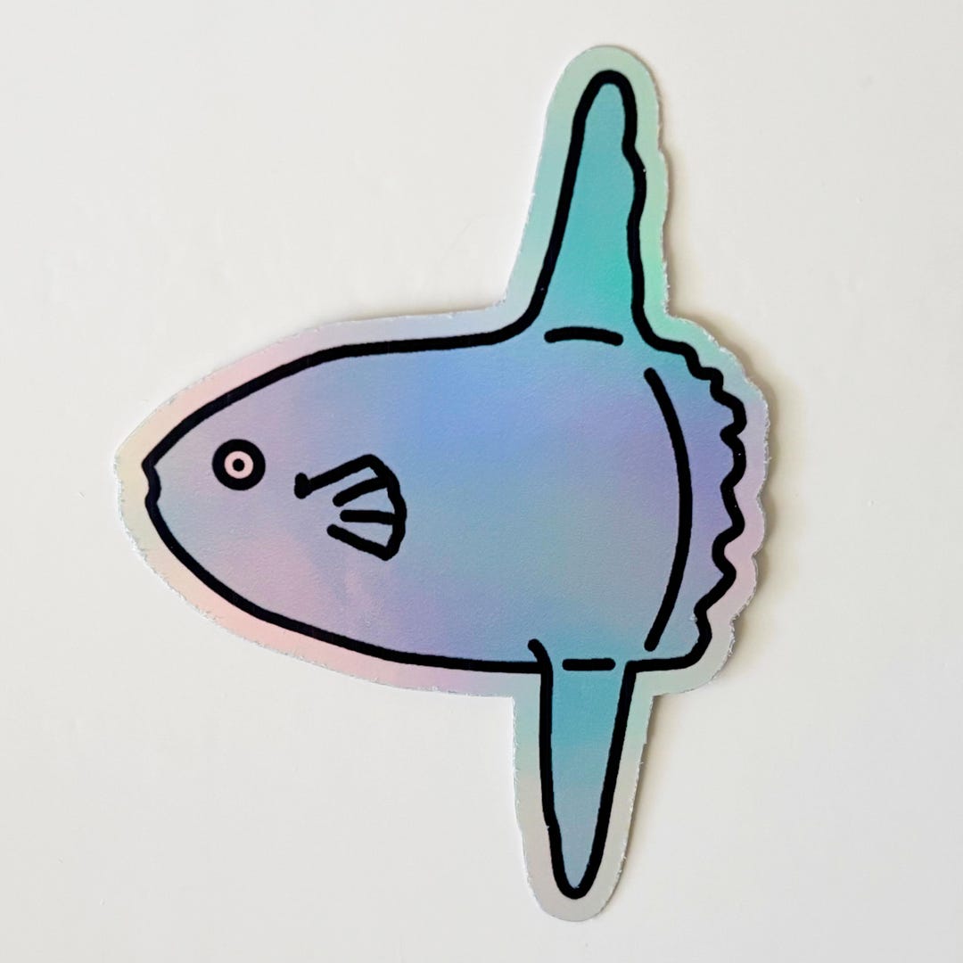 Mola Mola (ocean Sunfish) Vinyl Sticker | Glossy Iridescent Sea ...