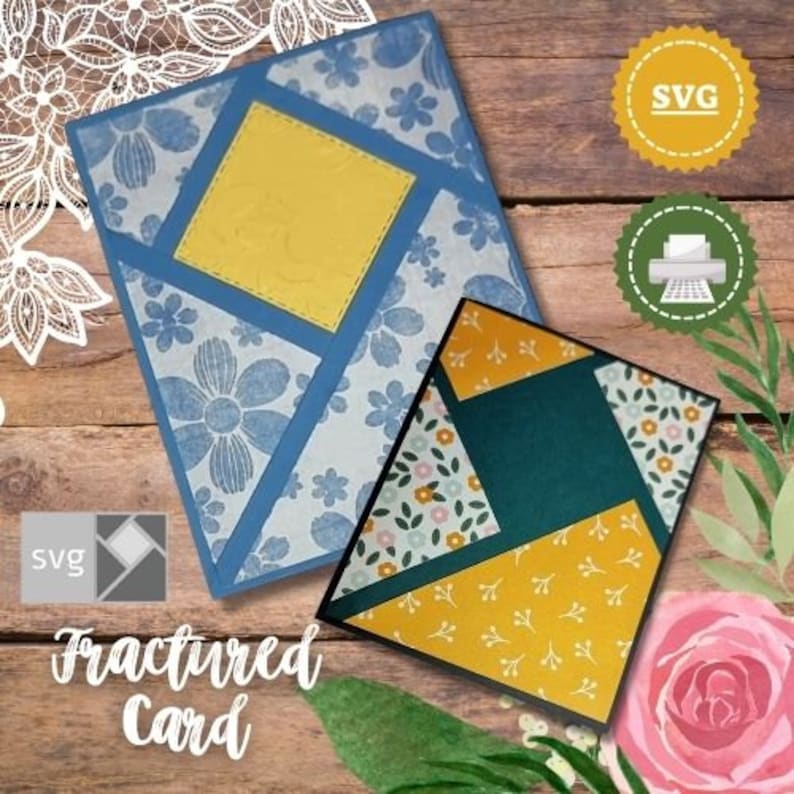 Fractured Card / Patchwork Quilt Card / Card for Cutting Machine/ SVG ...