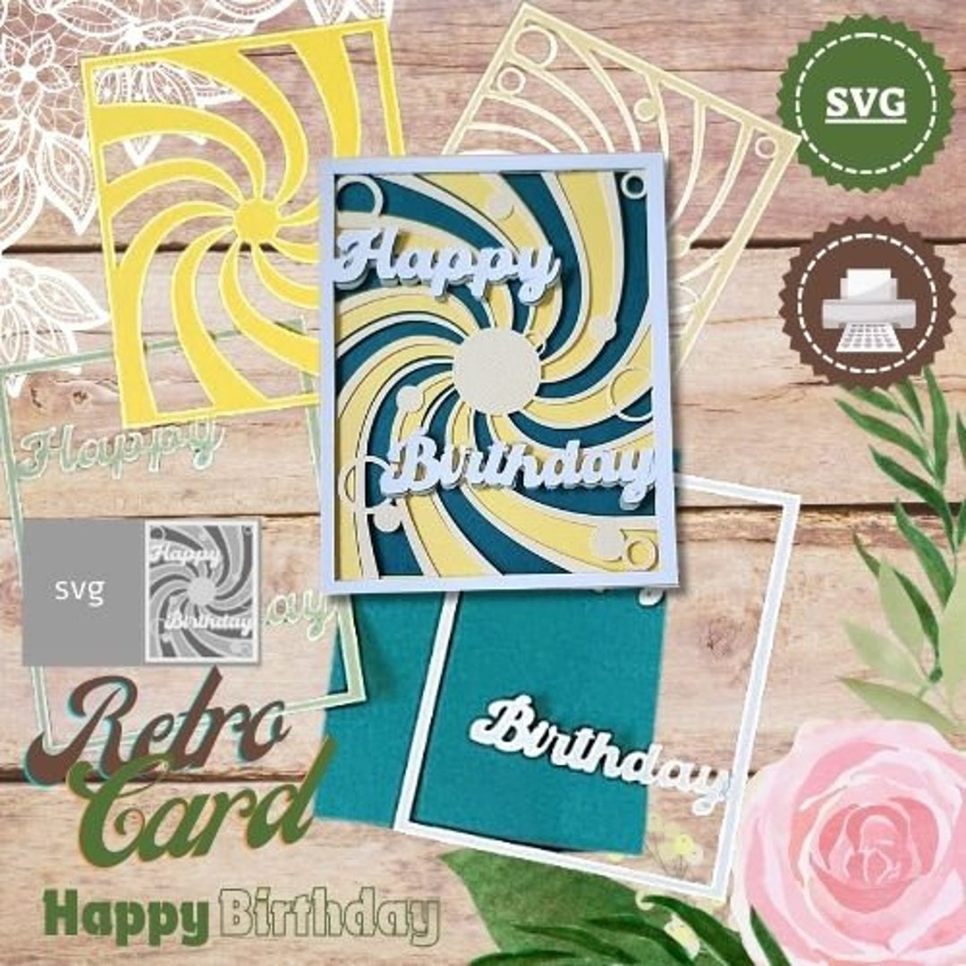 Retro / 3D Card / Happy Birthday / Layers Card - Etsy