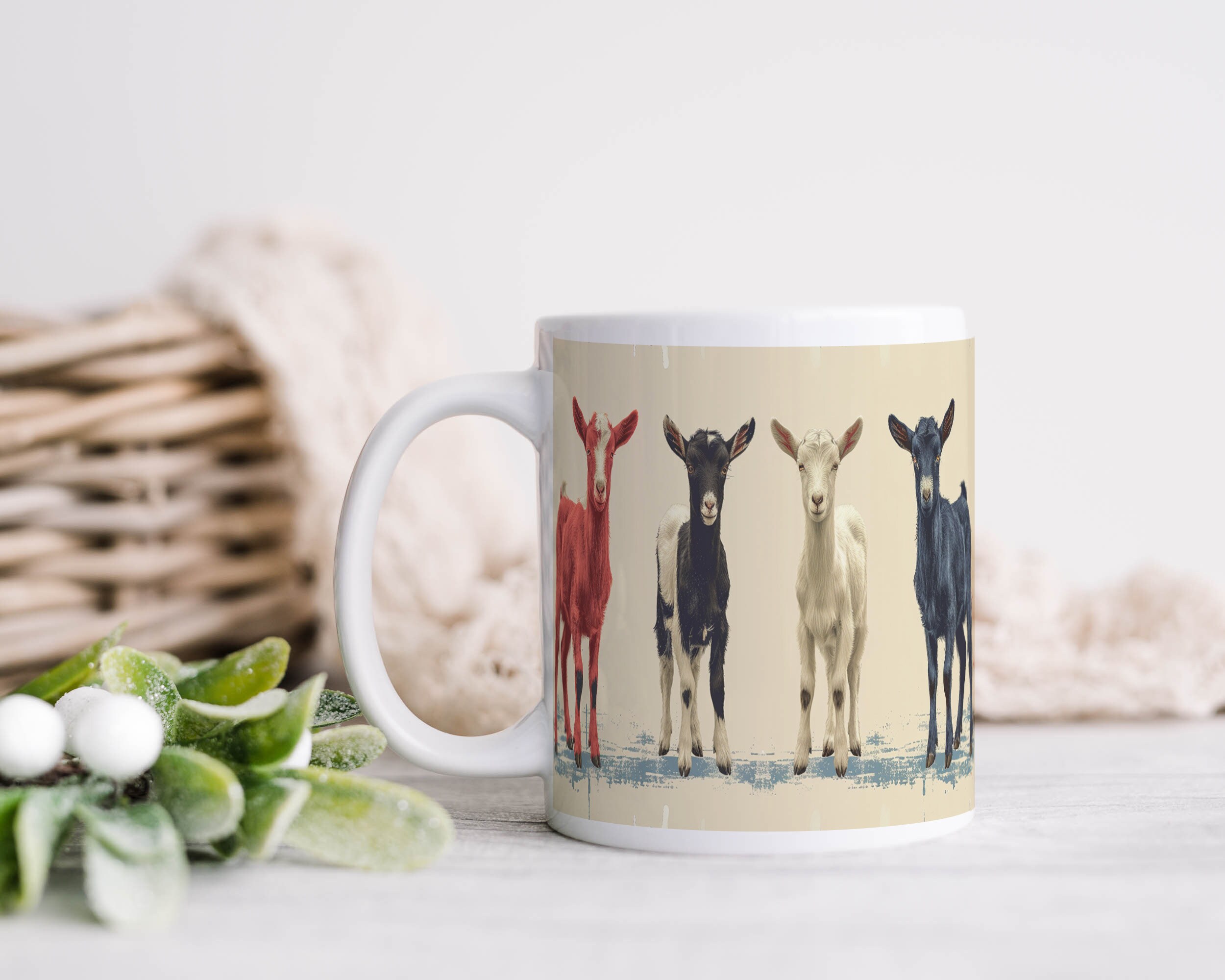 Rustic Goat Mug, Rustic Goat Sketch on Ceramic, Perfect for Farmhouse ...