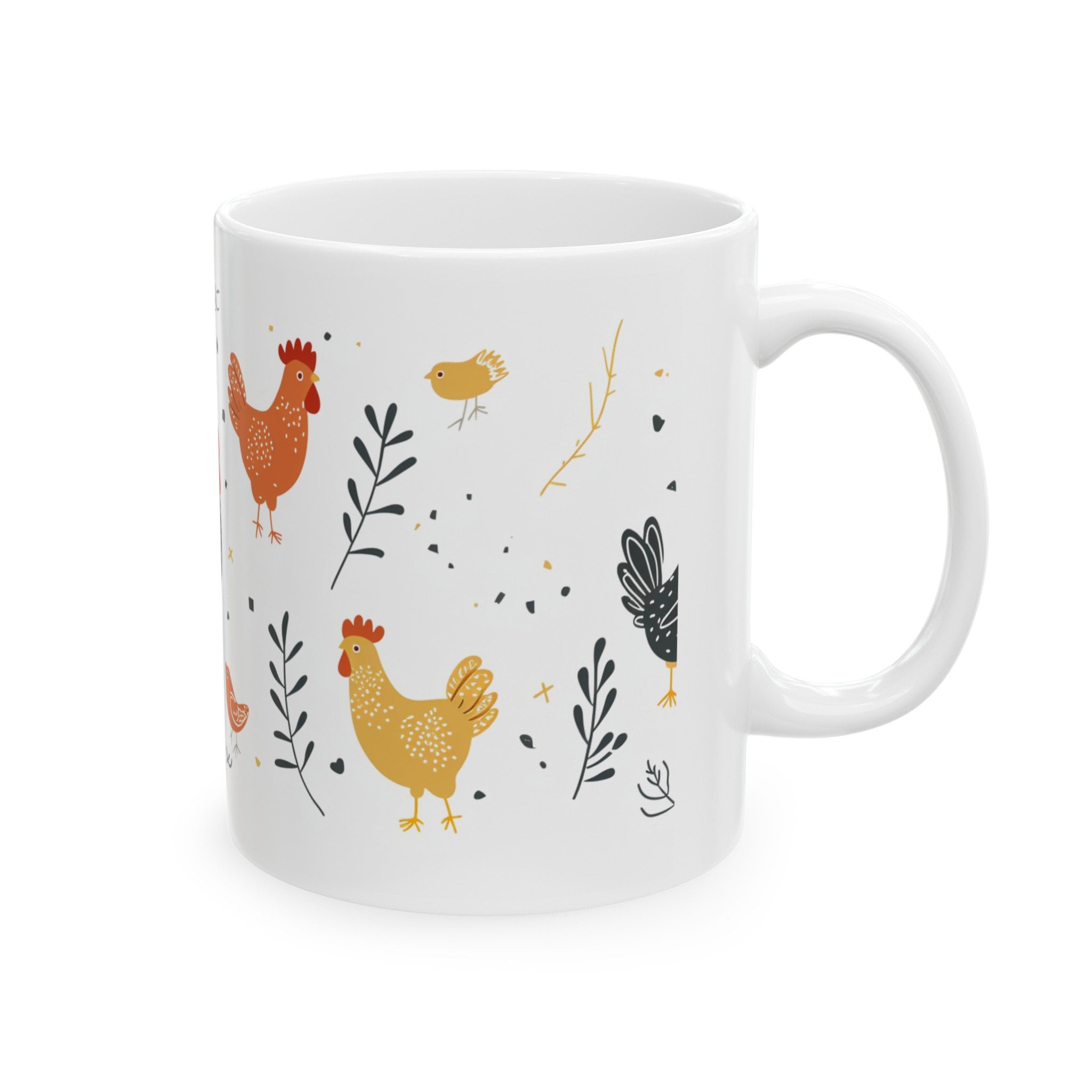 Chicken Mug Whimsical Hen & Pastel Blooms, Farmhouse Coffee Cup ...