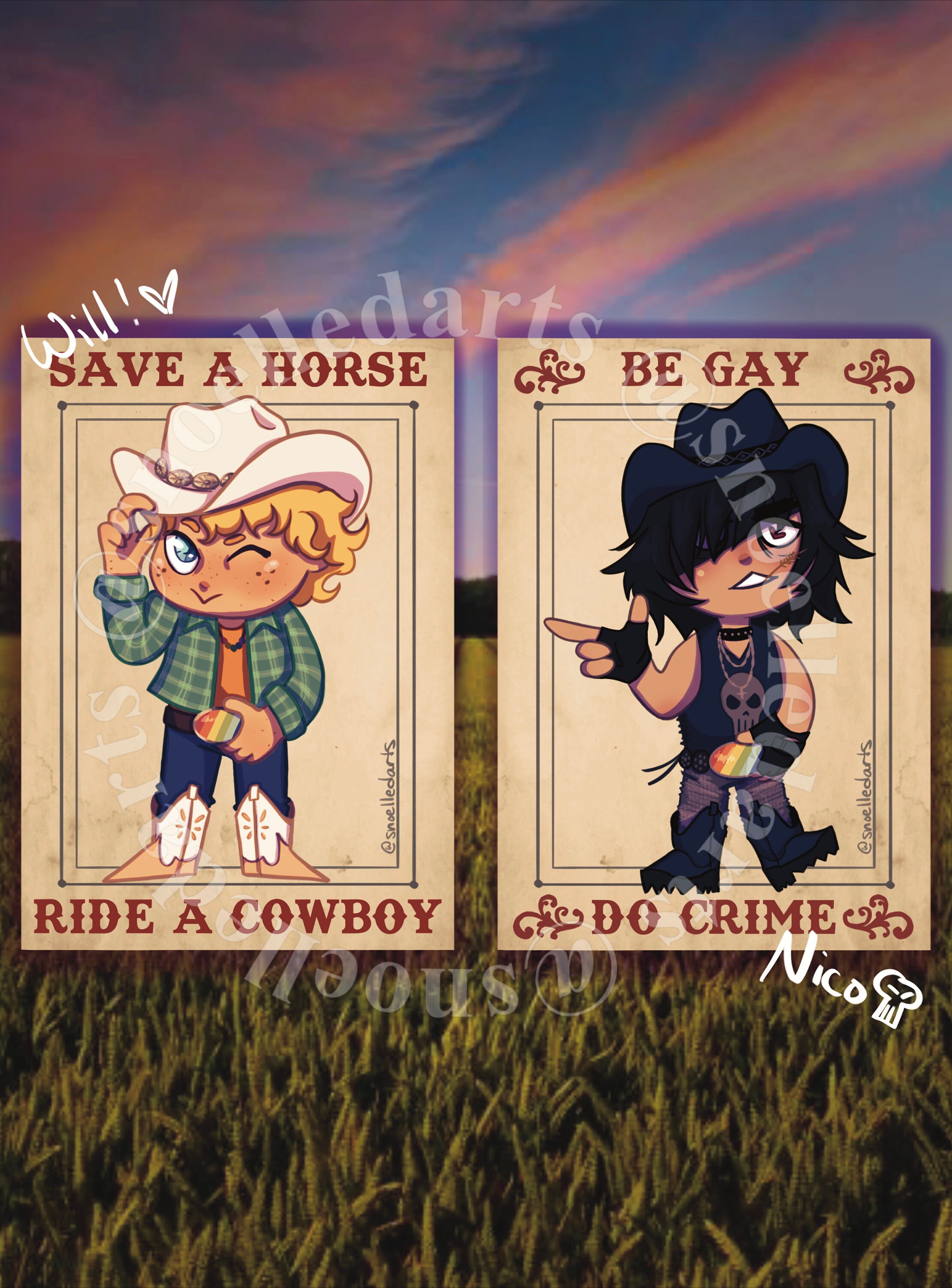 Gay Cowboys Solangelo Nico Di Angelo and Will Solace 3 Stickers for ...