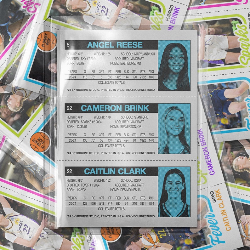 Caitlin Clark Cameron Brink Angel Reese 1980 Retro Custom Novelty WNBA ...