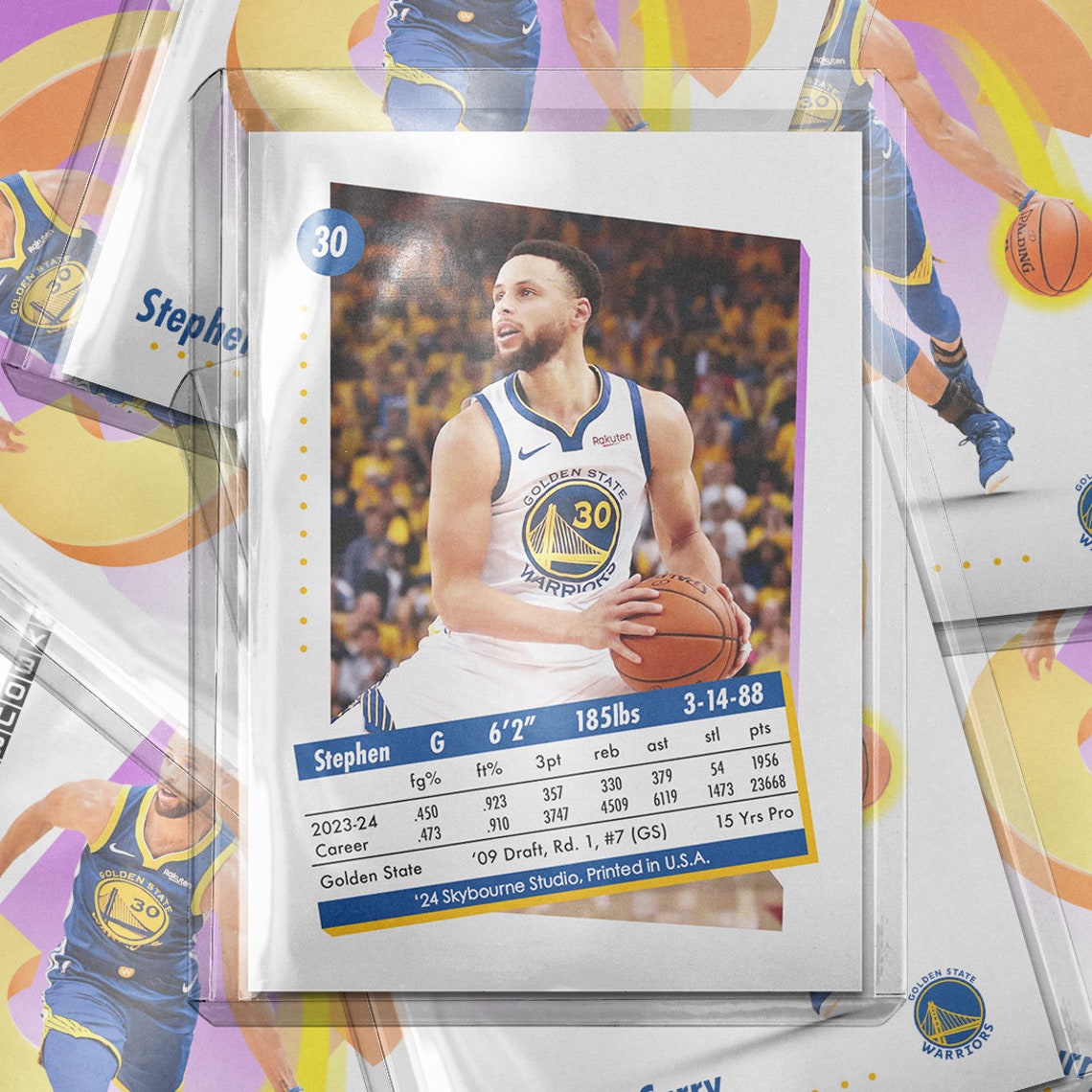 Stephen Curry Retro Custom Novelty Skybox Style Warriors Basketball NBA ...