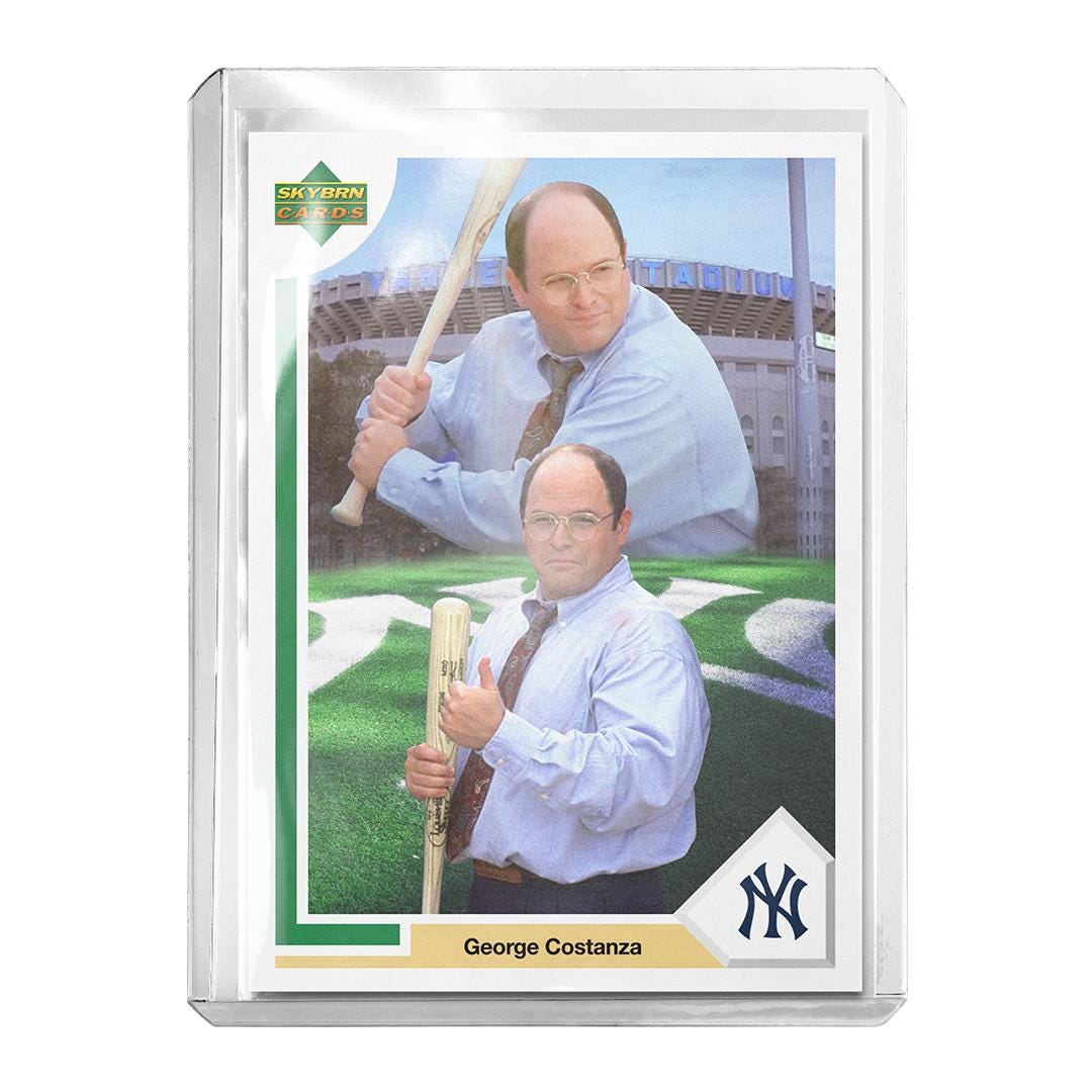 CUSTOM George Costanza Seinfeld Yankees Novelty 1991 Baseball Card Read ...