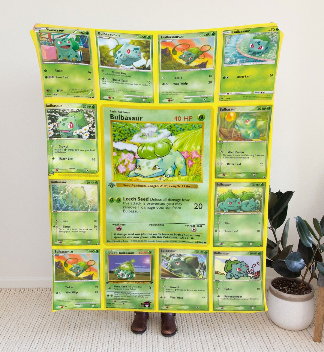 USA MADE Personalized PK Blankets, Custom Name Multi Bulbasaur Blanket ...