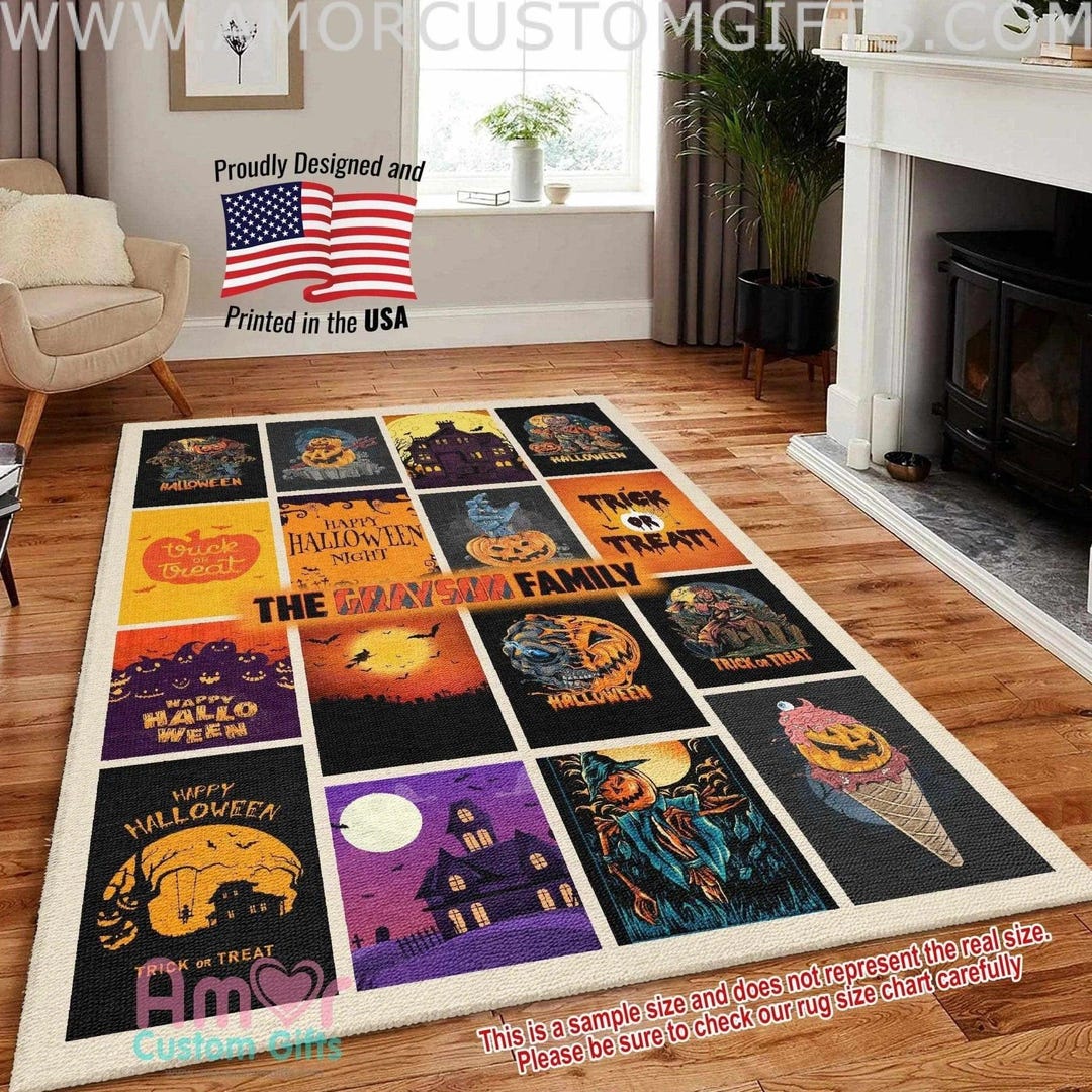 Made in USA Custom Retro Spooky Area Rugs | Retro Spooky Halloween ...