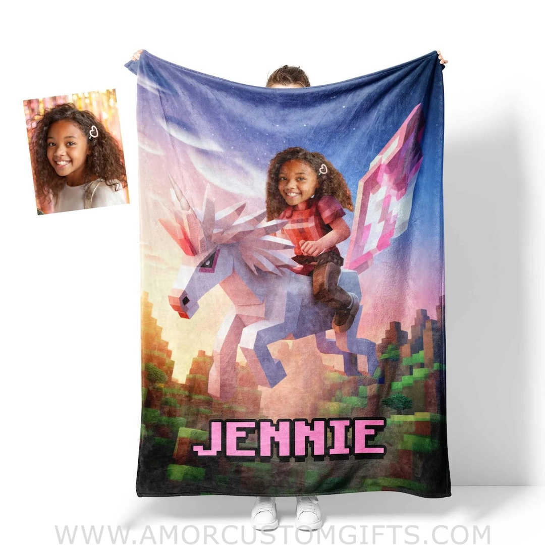 Personalized Block-based 3D Sandbox Video Game Girl Riding on Block ...
