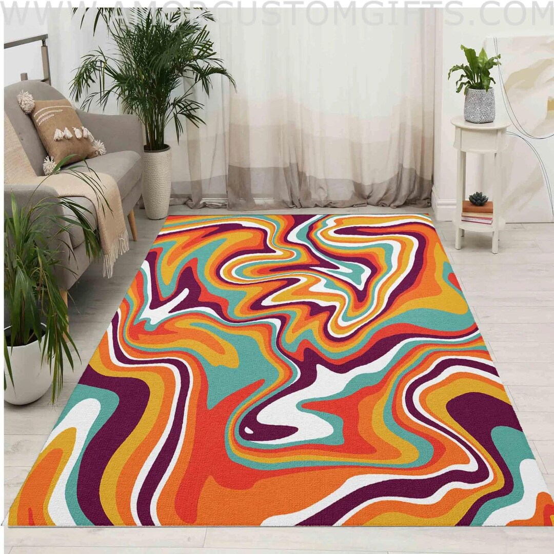 Made in USA Custom Vintage Retro Groovy Area Rugs | Abstract Pattern ...