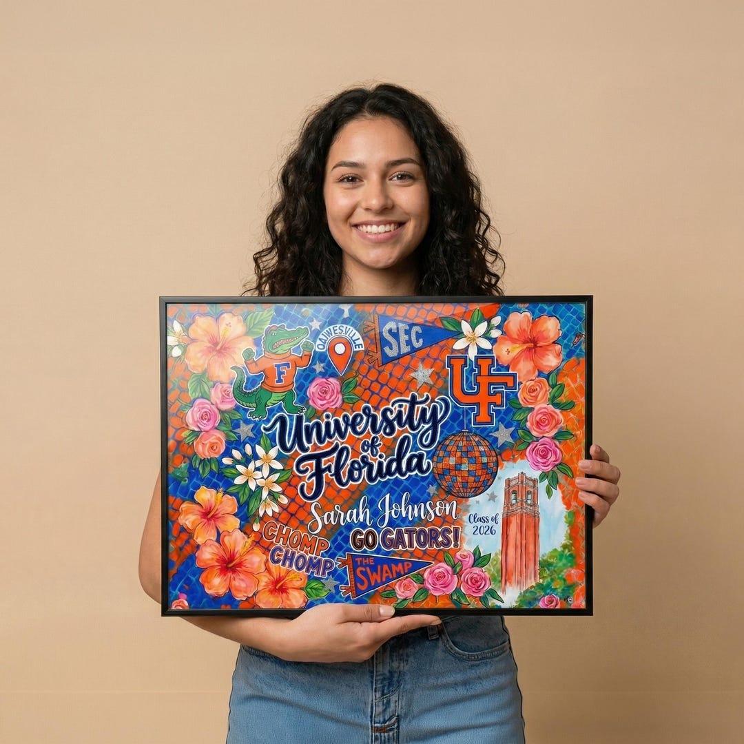 Custom College Canvas Poster - Personalized Any School Preppy Wallart ...