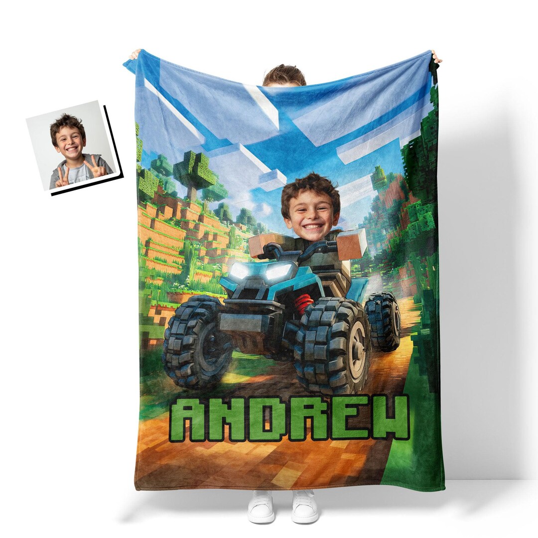 Made in Usa Custom Face & Name 3D Block Based Game Crafte Kart Pixel ...