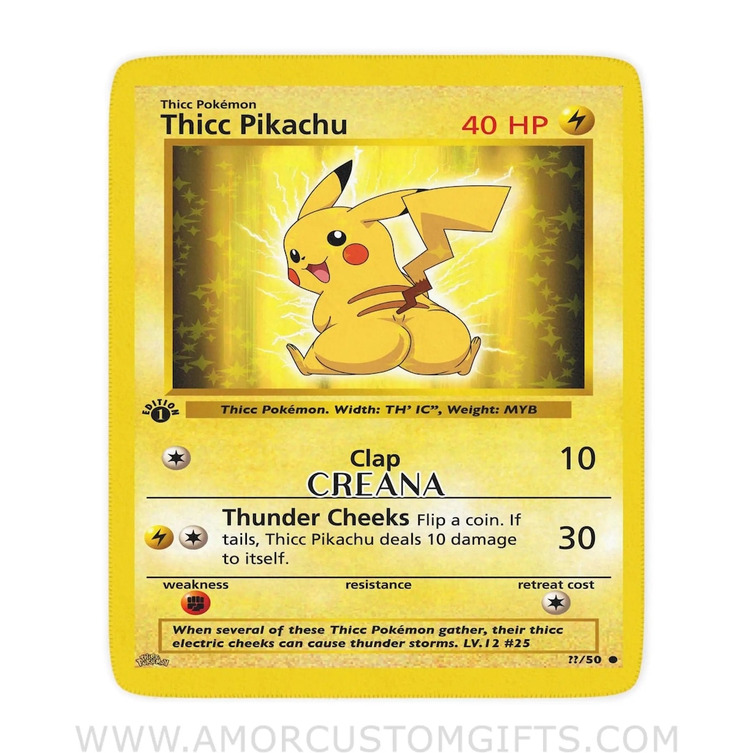 Custom PK Thicc Pikachu Blanket Personalized Anime Manga Game Lover ...