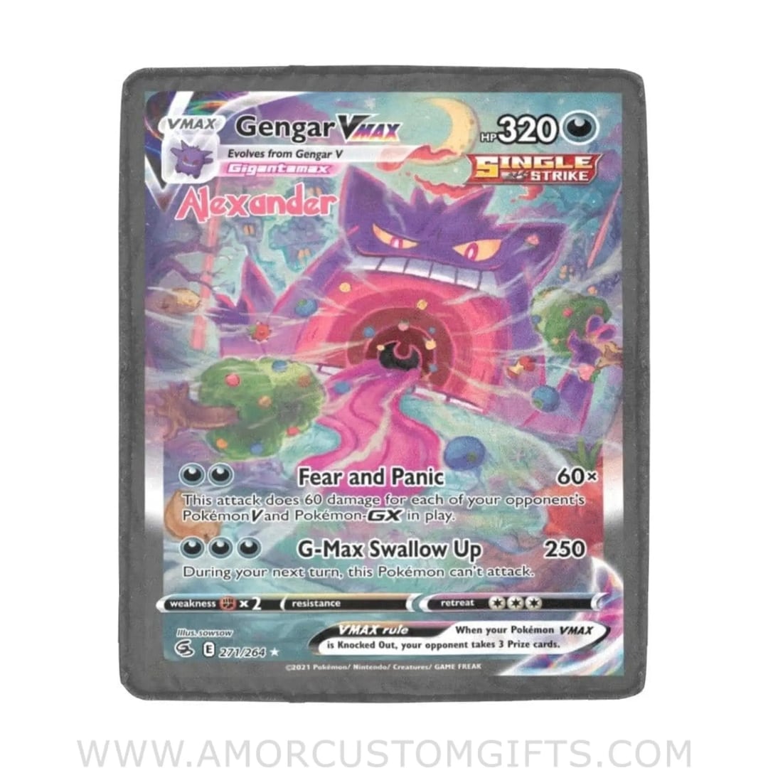 Custom PK Alt-art Gengar Vmax Blanket Personalized Pokemon Card Blanket ...