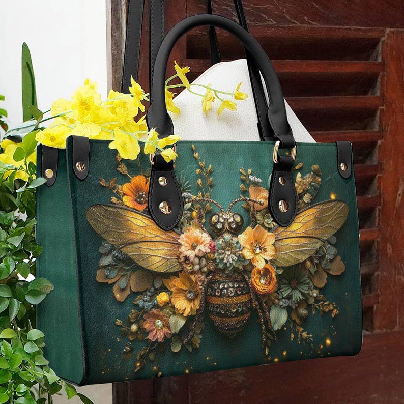 Personalized Queen Bee Handbag: Floral Elegance Custom Purse - Etsy