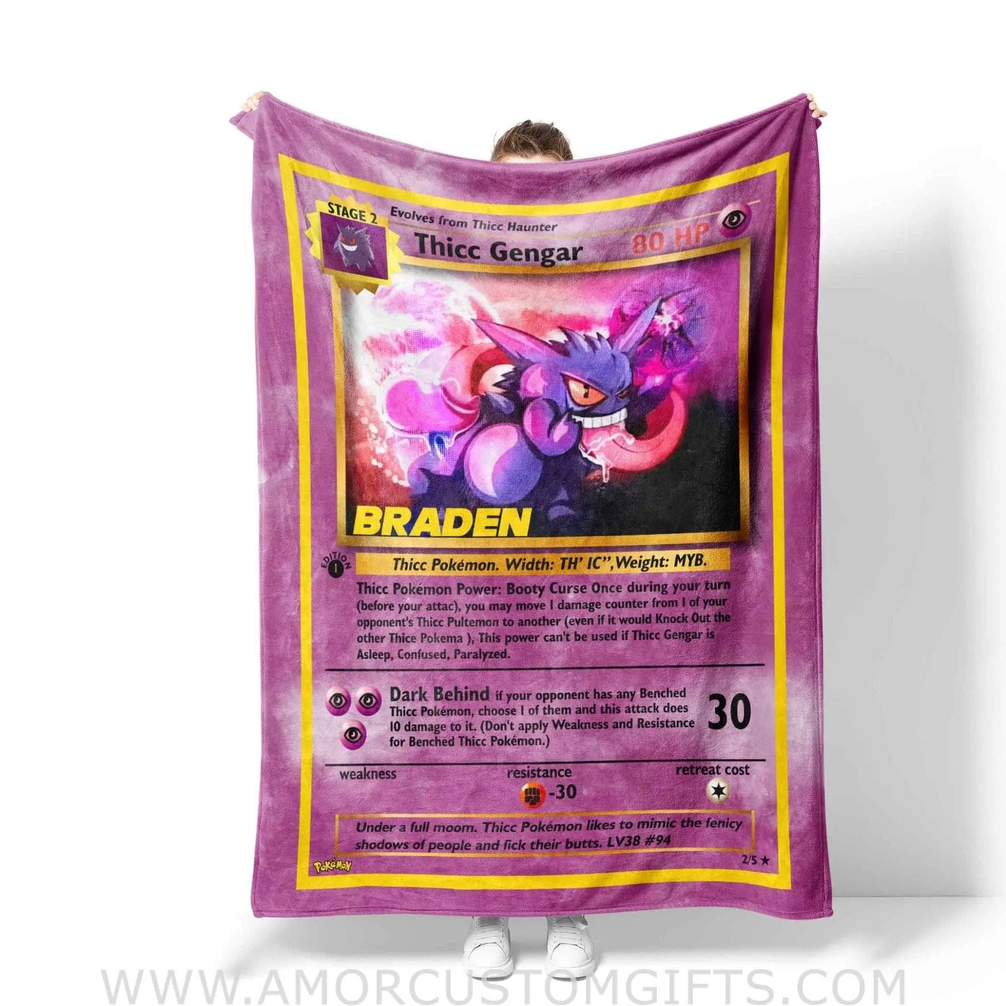 Custom PK Thicc Gengar Blanket Personalized Anime Manga Game Lover ...