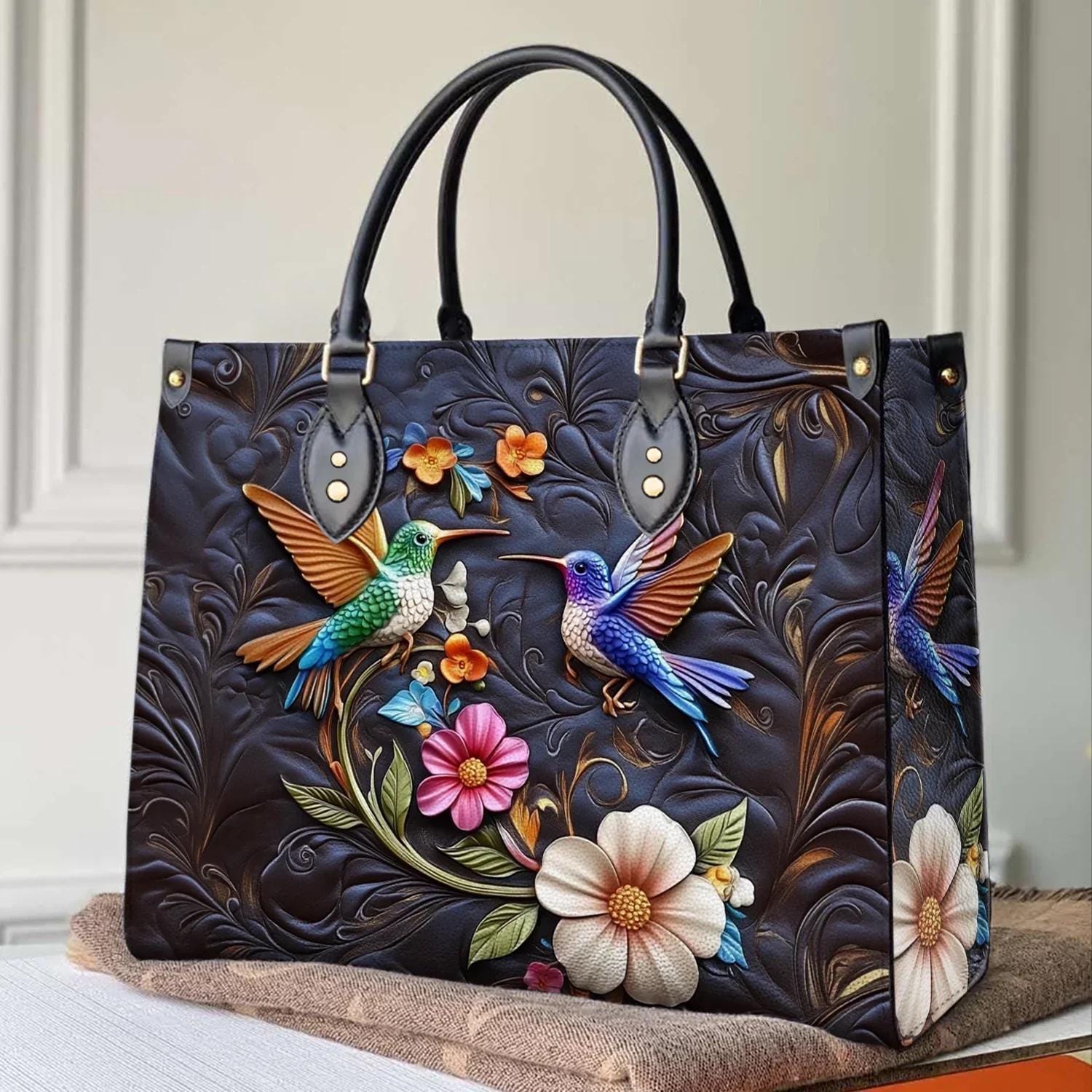 Personalized Hummingbird Handbag: Vegan Leather, Custom Name Purse - Etsy