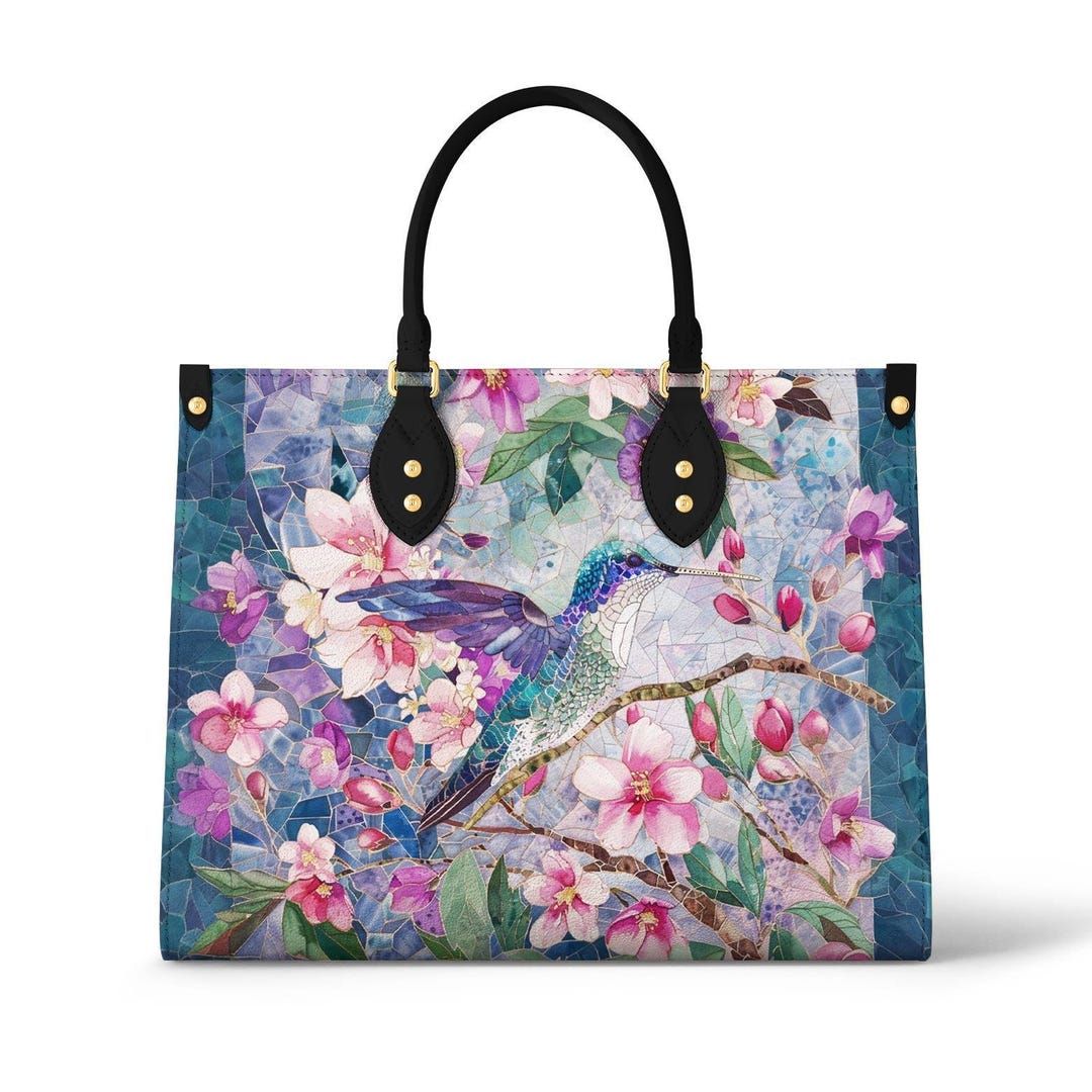 Hummingbird Blossom Purse - Personalized Vegan Leather Handbag - Etsy