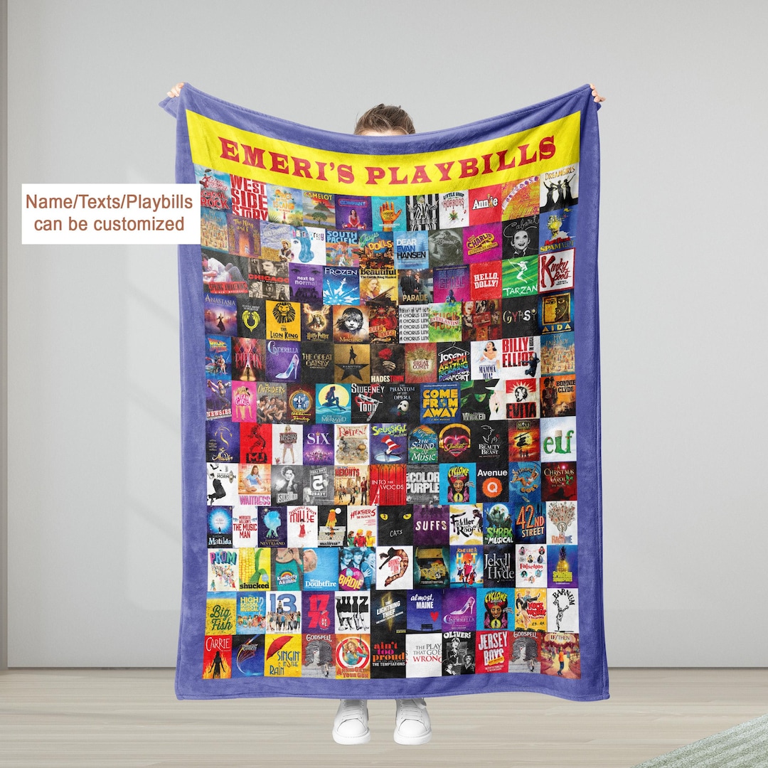 Personalized Theater Blanket, Broadway Playbills, Custom Name Musical ...
