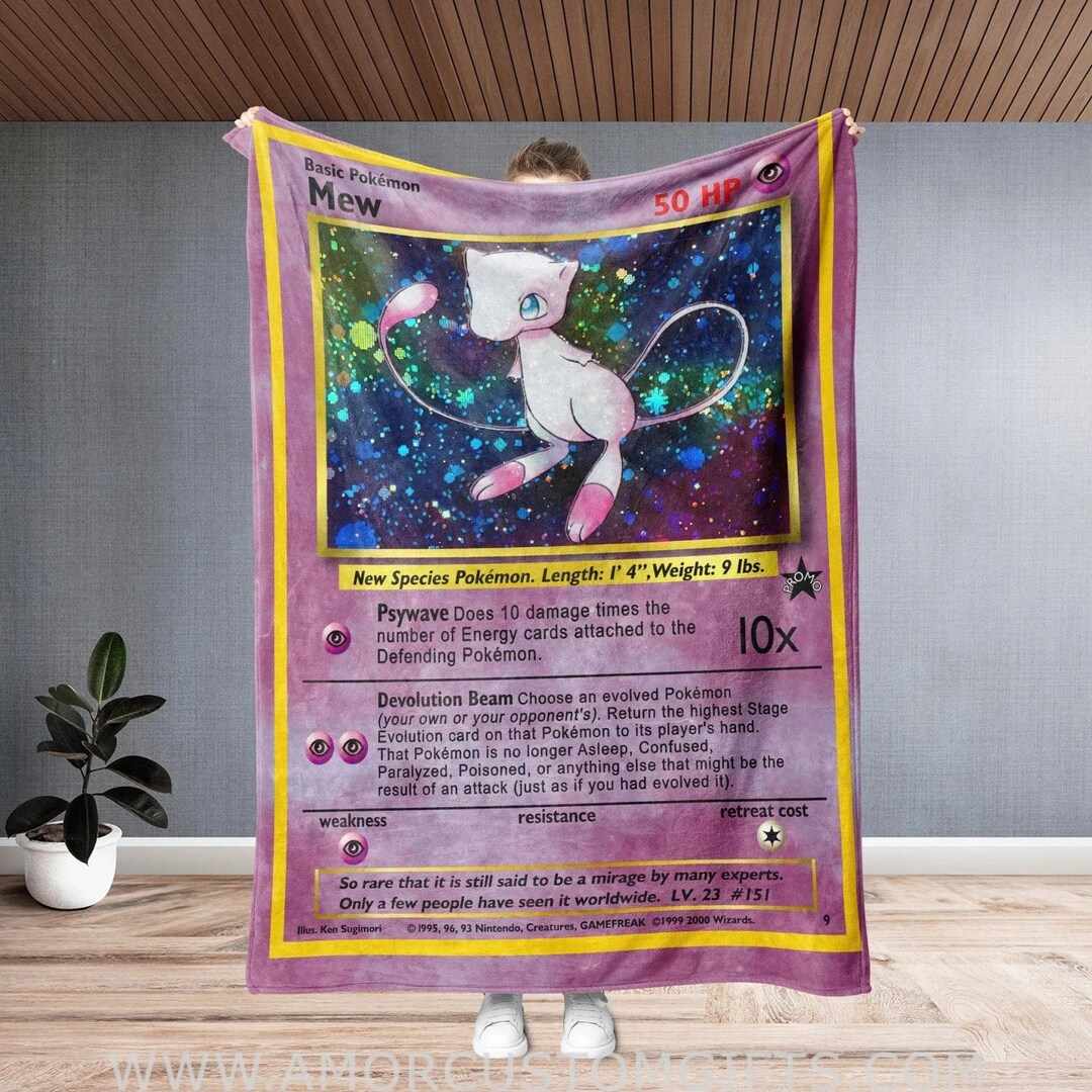Custom PK Mew Shadowless Blanket Personalized Anime Manga Game Lover ...