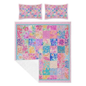 Personalized Preppy Botanical Floral 3-piece Quilt Bedding Set | Custom ...
