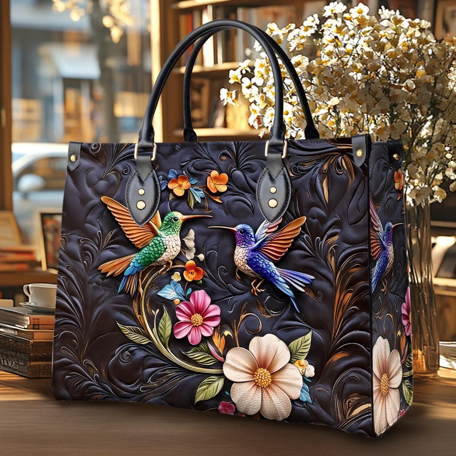 Personalized Hummingbird Handbag: Vegan Leather, Custom Name Purse - Etsy