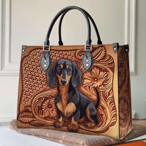 Personalized Dachshund Purse | Custom Sausage Dog Lover Vegan Leather ...